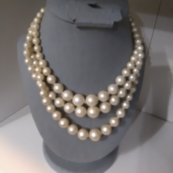 Accessories | Three Strands Chunky Art Deco Pearl Necklace | Poshmark